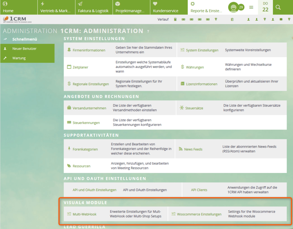 CRM WooCommerce Plugin einrichten - 1CRM: Das CRM-System - 1CRM: Das CRM-System